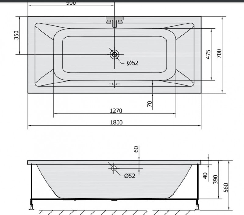 STYLE DUO 70x180 VASCA DA BAGNO RETTANGOLARE